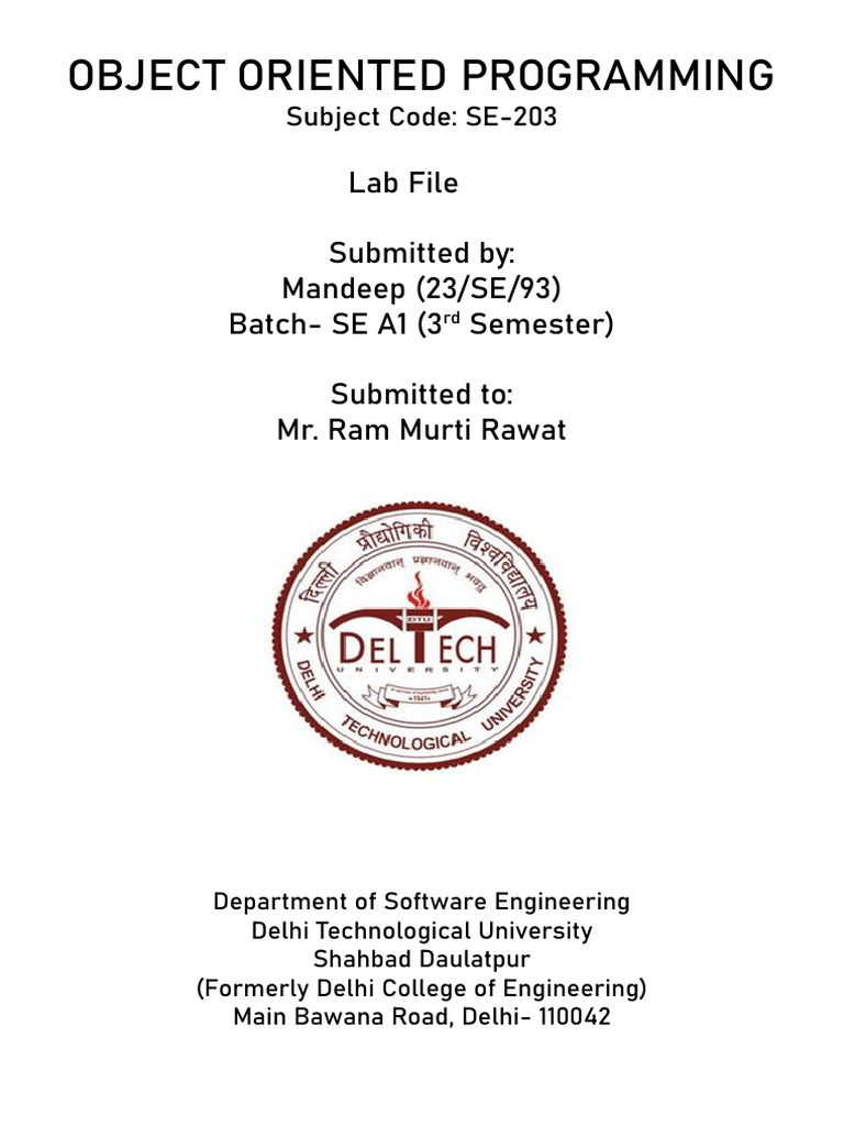 OOPS - FIle Mandeep23se093 | PDF