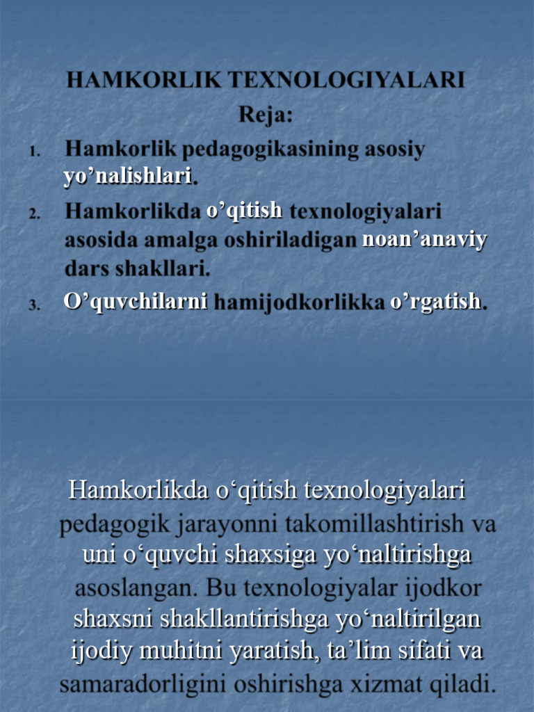 Hamkorlikda O'qitish Usuli | PDF