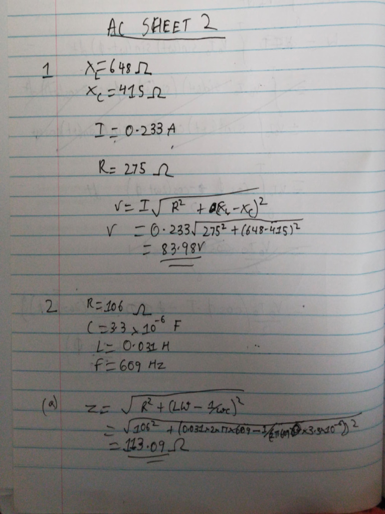 Physics Ac HW Sheet 2 | PDF