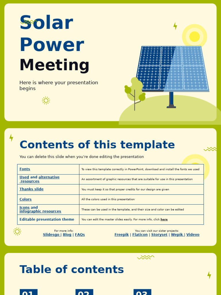 Solar Power Meeting by Slidesgo | PDF