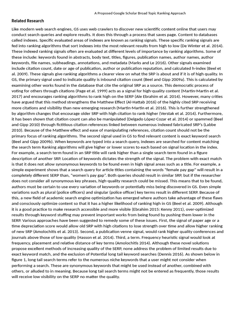 Related Research: A Proposed Google Scholar Broad Topic Ranking ...