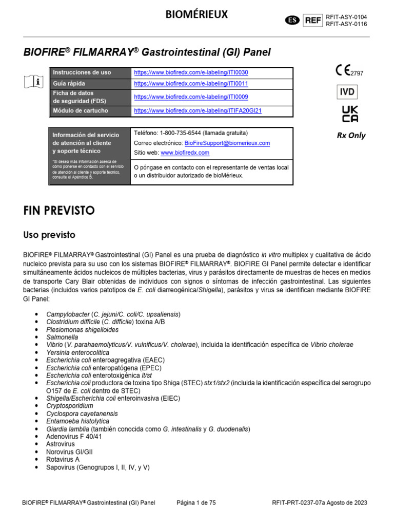 BIOFIRE FILMARRAY Gastrointestinal Panel | PDF