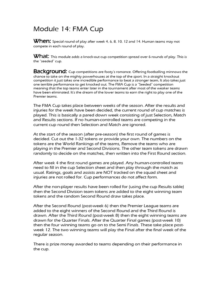 Footy Manager Module 14 | PDF