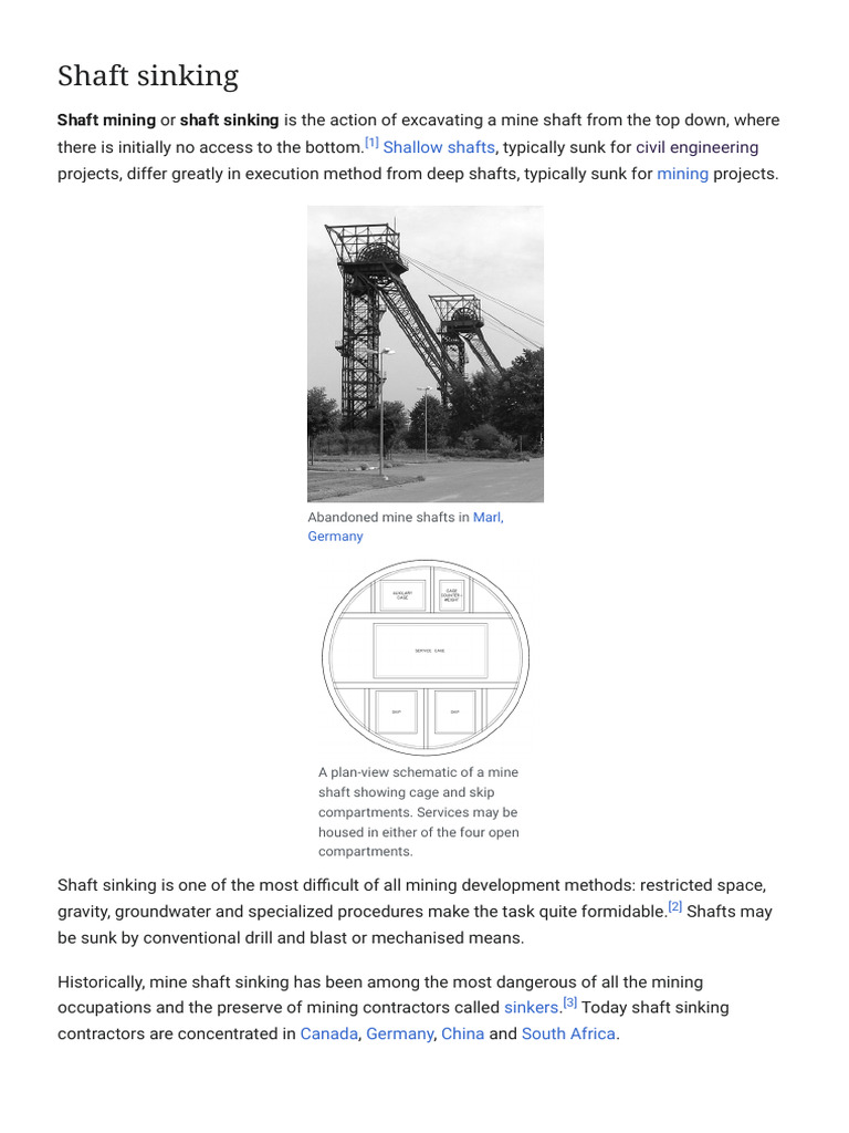Shaft Sinking - Wikipedia | PDF