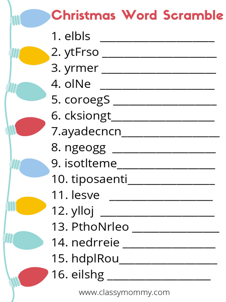 Christmas Word Scramble 1 | PDF