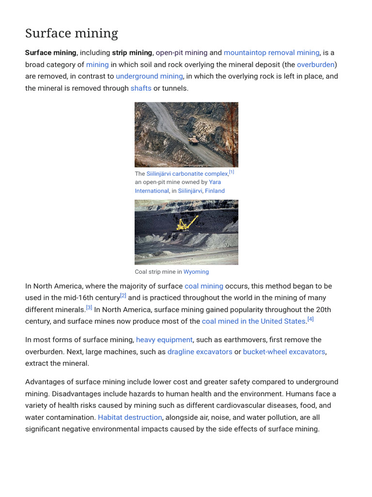 Surface Mining - Wikipedia | PDF