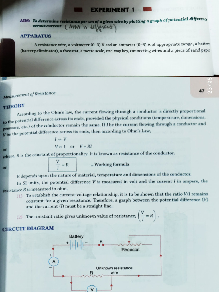 Physics Experiments Part 1 (12th) | PDF | Voltage | Manufactured Goods