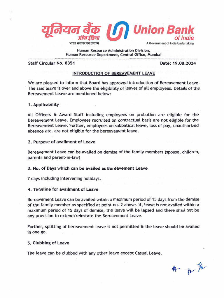 08351-Introduction of Bereavement Leave | PDF