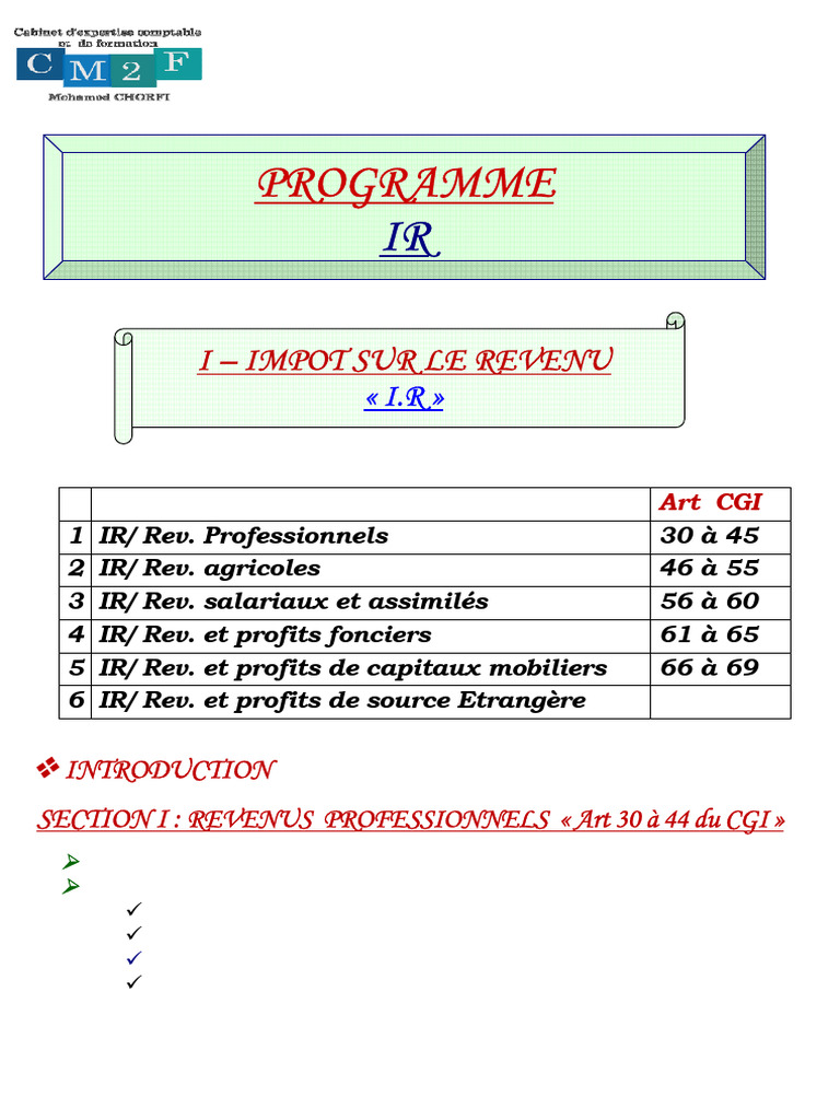 Programme Ir | PDF