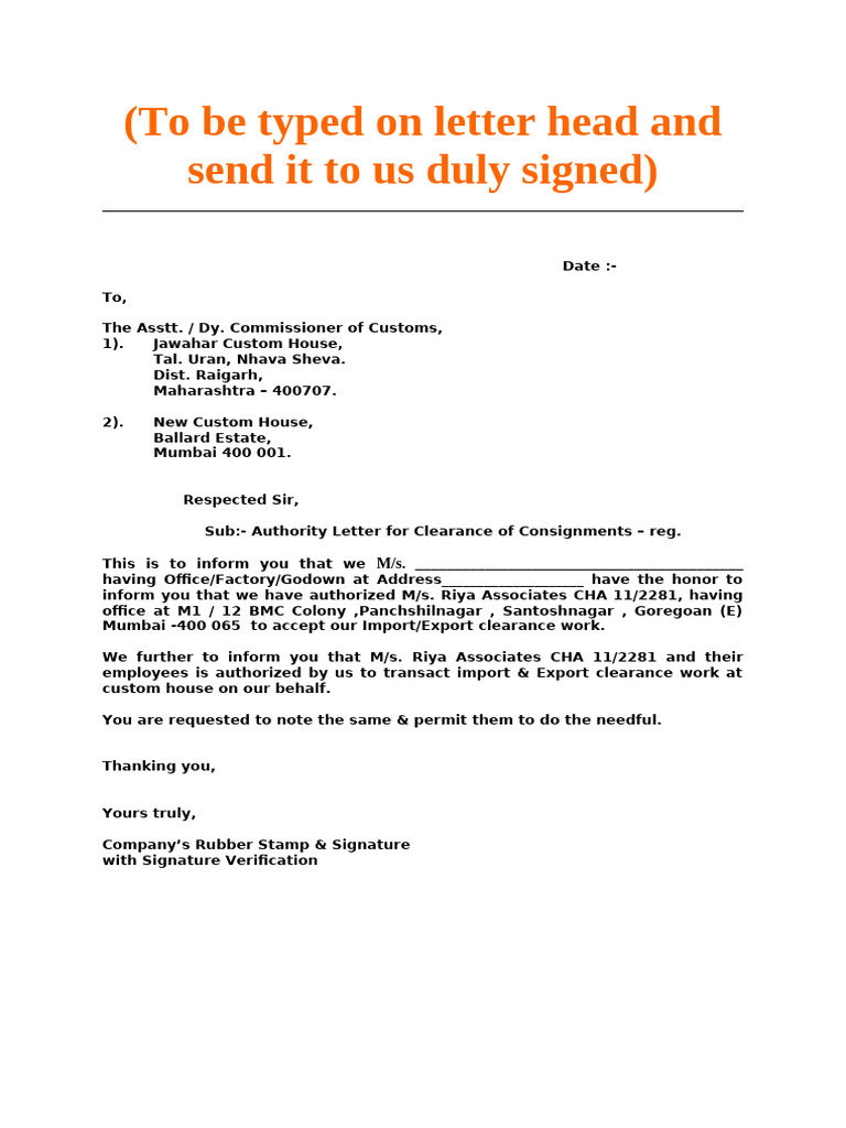 cha-authorisation-letter | PDF