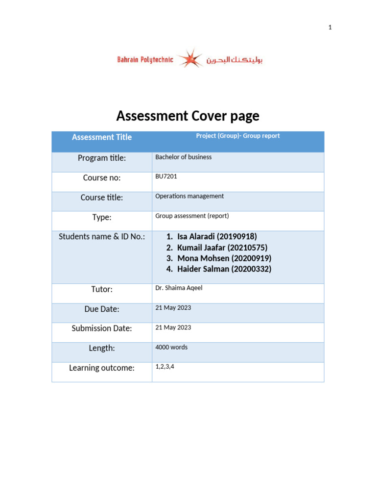 Assessment Cover Page | PDF