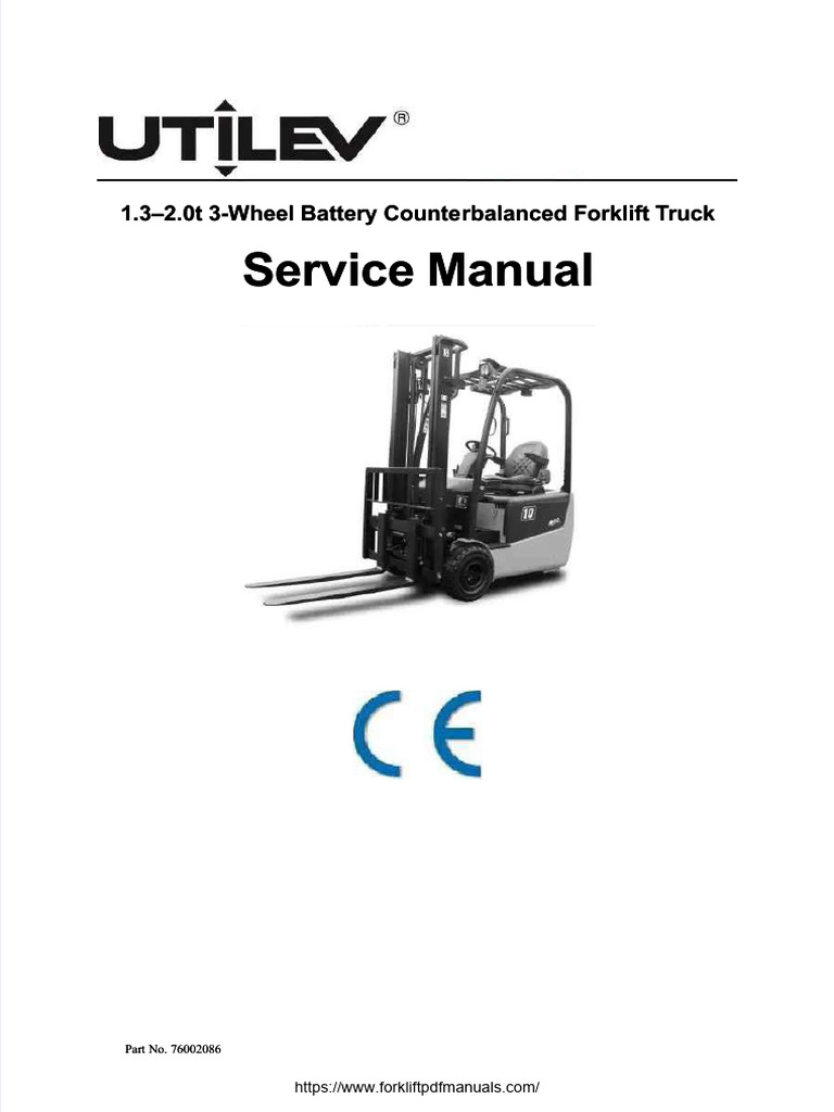 Utilev 1.3t-2t Electric Forklift Trucks Service Manual PDF | PDF