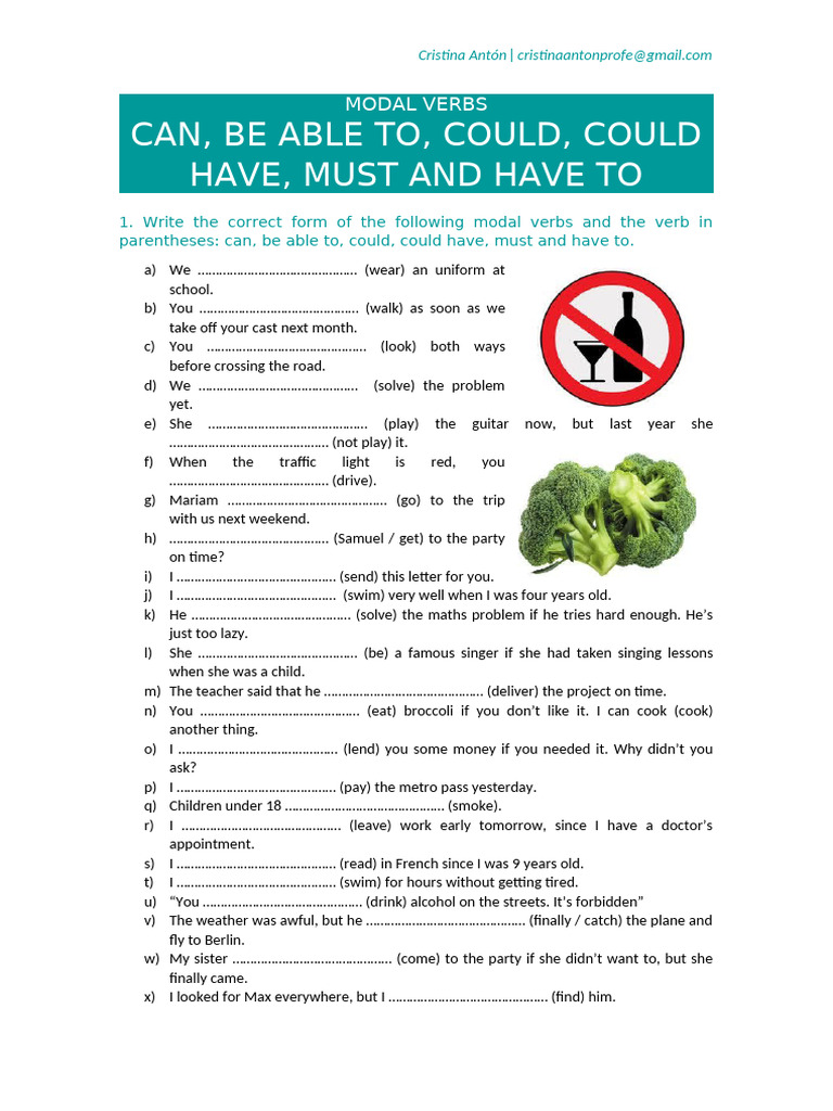 Modal Verbs Revision Can Could Be Able To Have To and Must - 155734 | PDF | Grammar | Linguistic ...