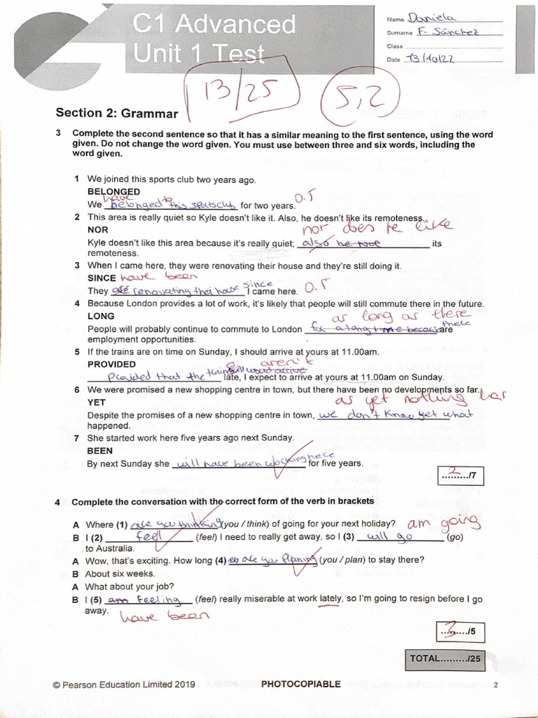 Advanced Test Unit 1 | PDF