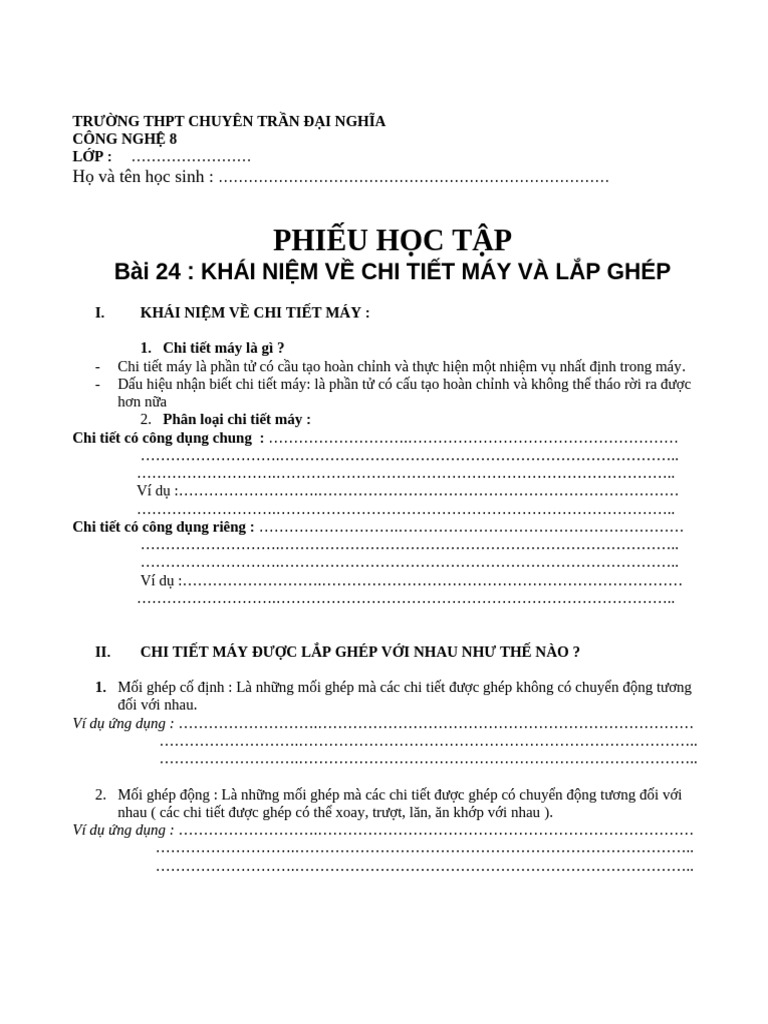 CN8-Bài 24-Phiếu Học Tập | PDF