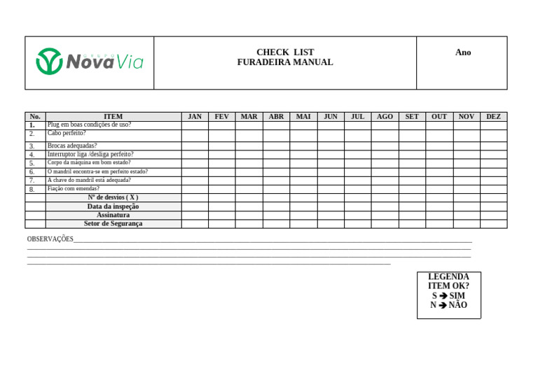 Anexo 10. 2 - Check List Furadeira | PDF