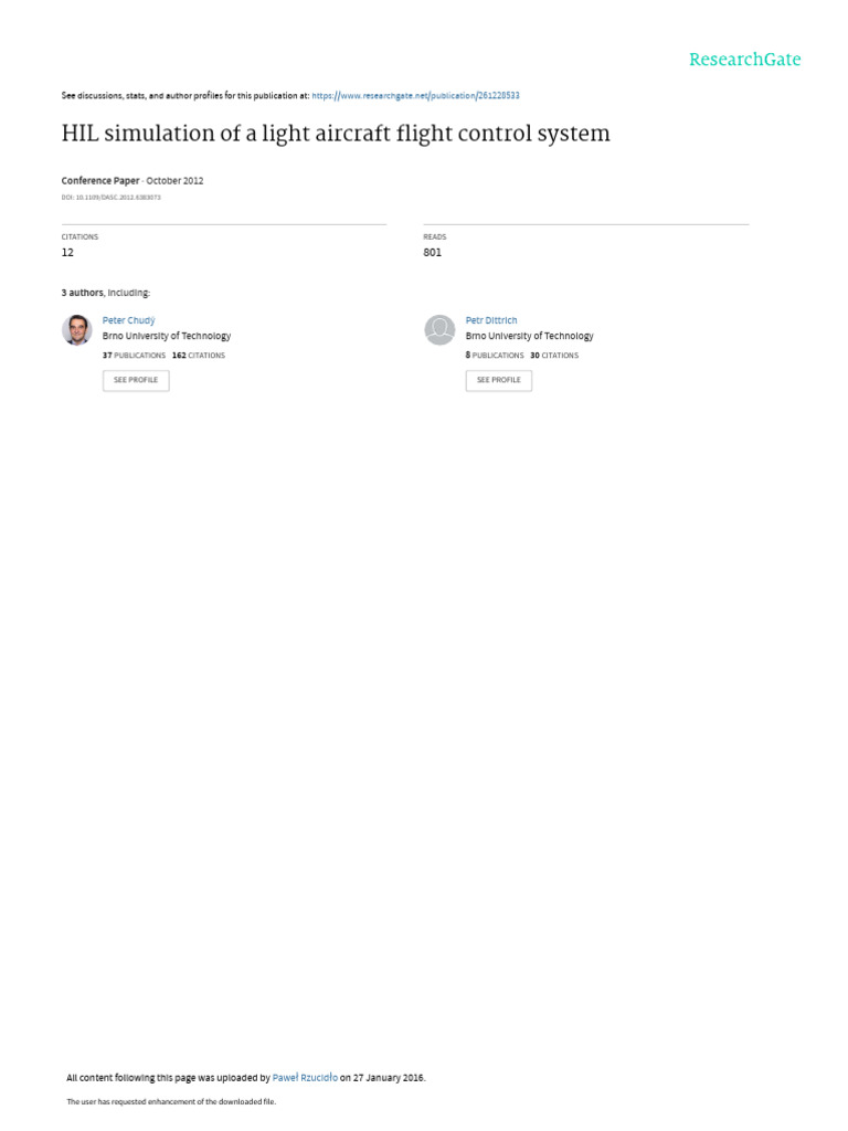 HIL Simulation of A Light Aircraft Flight Control | PDF