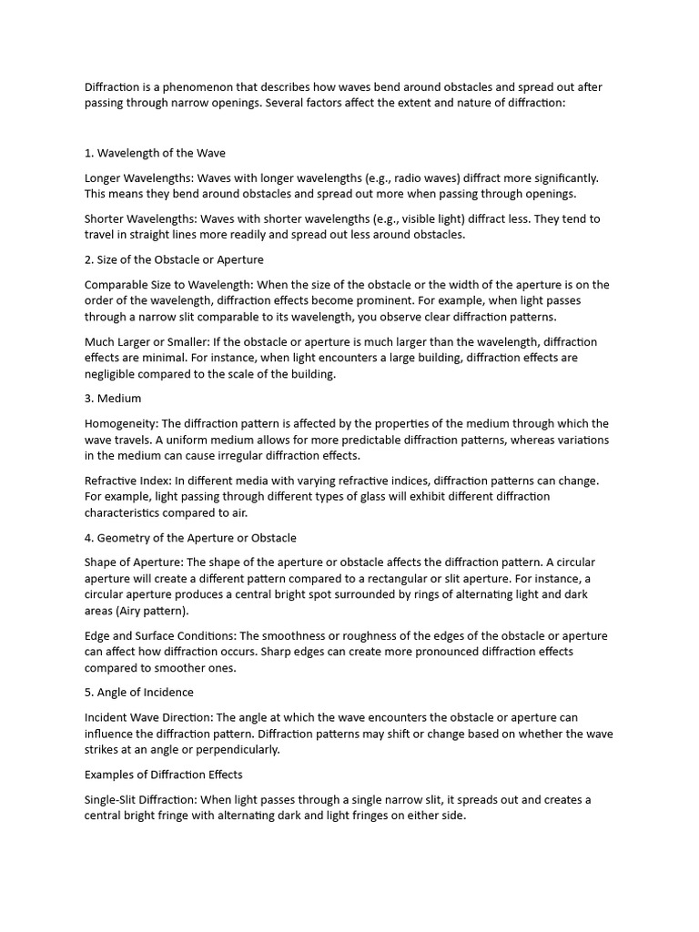 Diffraction is a phenomenon that describes how waves bend around ...