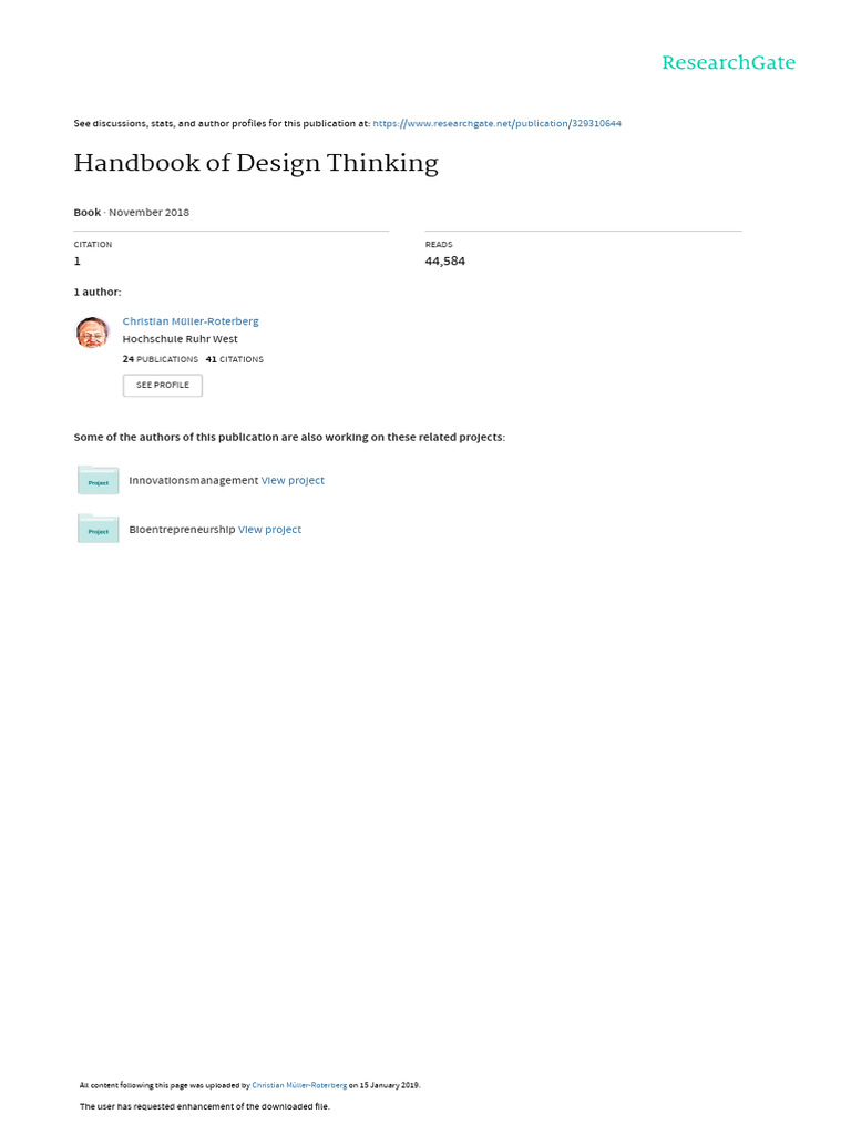 Handbook of Design Thinking Ebook Kindle Excerpt | PDF