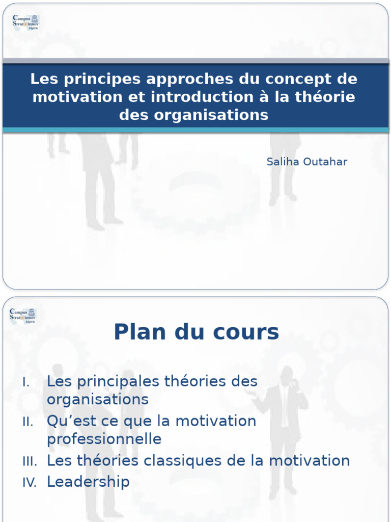 M3 - Les Principales Approches Du Concept de Motivation Et Introduction Ã La Thã©orie Des ...