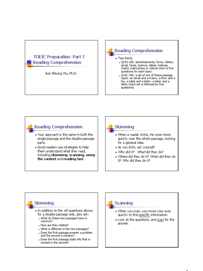 TOEIC Part7 | PDF | Speed Reading | Reading Comprehension