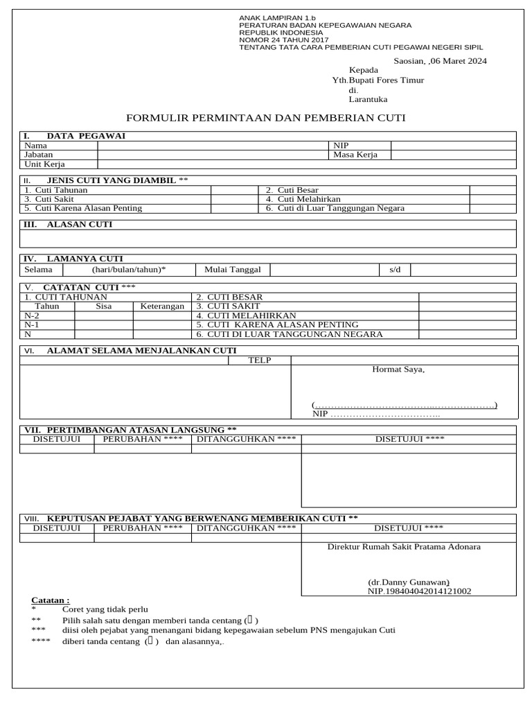 Format Cuti Asn | PDF
