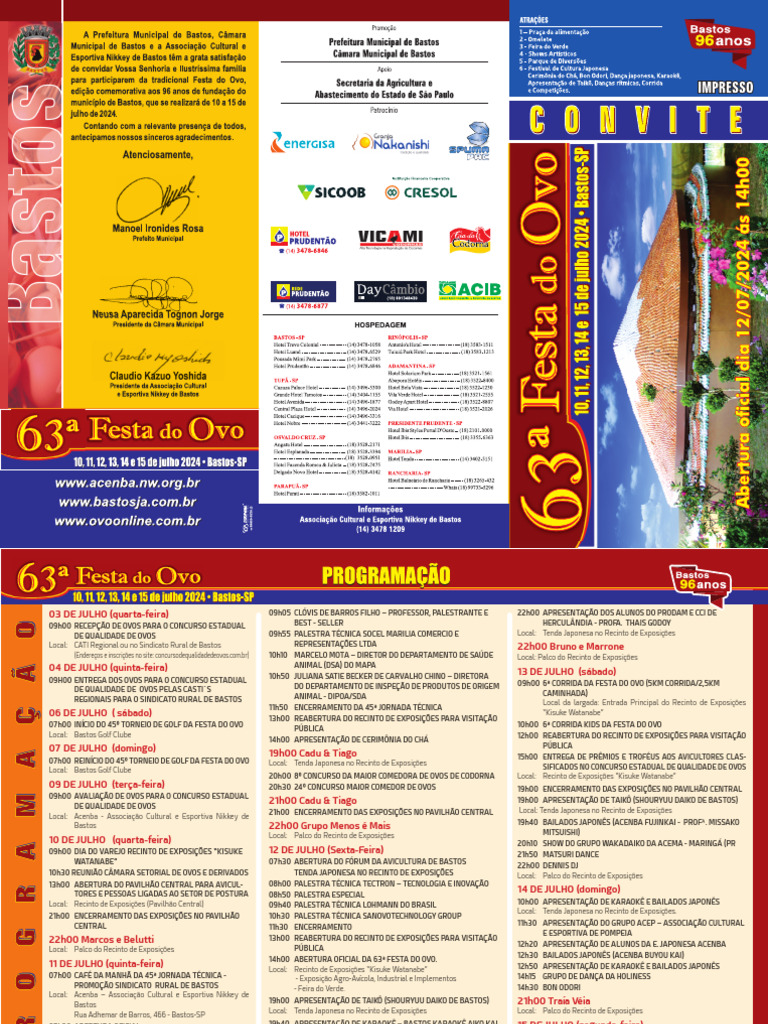 Folder Festa Do Ovo Programacão 2024 | PDF