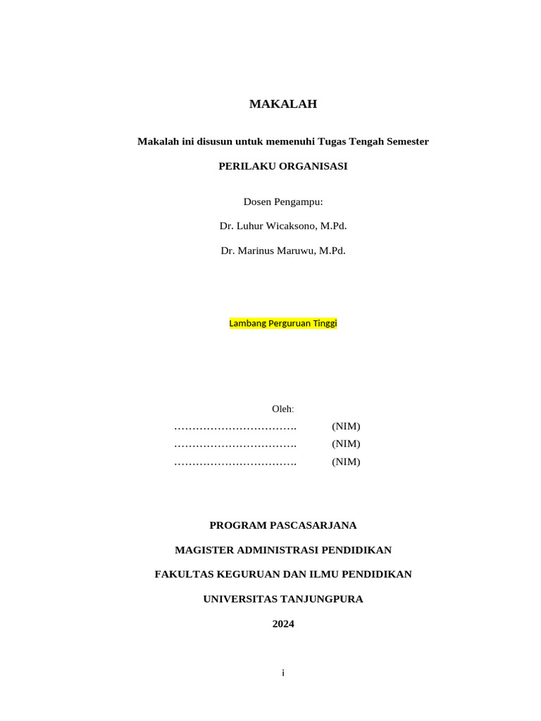 Format Makalah - Tugas Presentasi | PDF