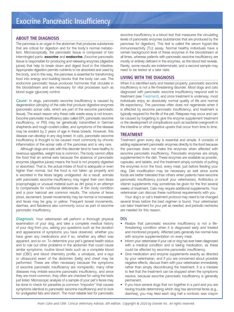 Exocrine Pancreatic Insufficiency | PDF