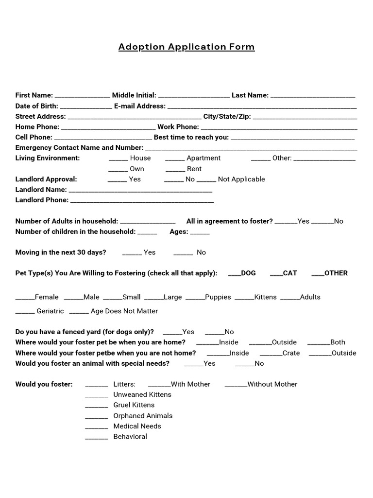 Adoption Form and Agreement | PDF
