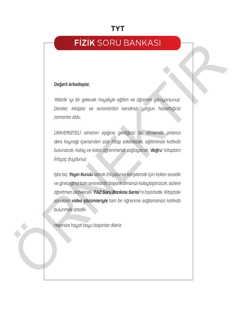 TYT Fizik Soru Bankasi | PDF