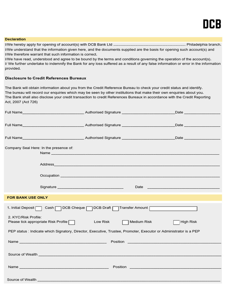 Bank Form | PDF