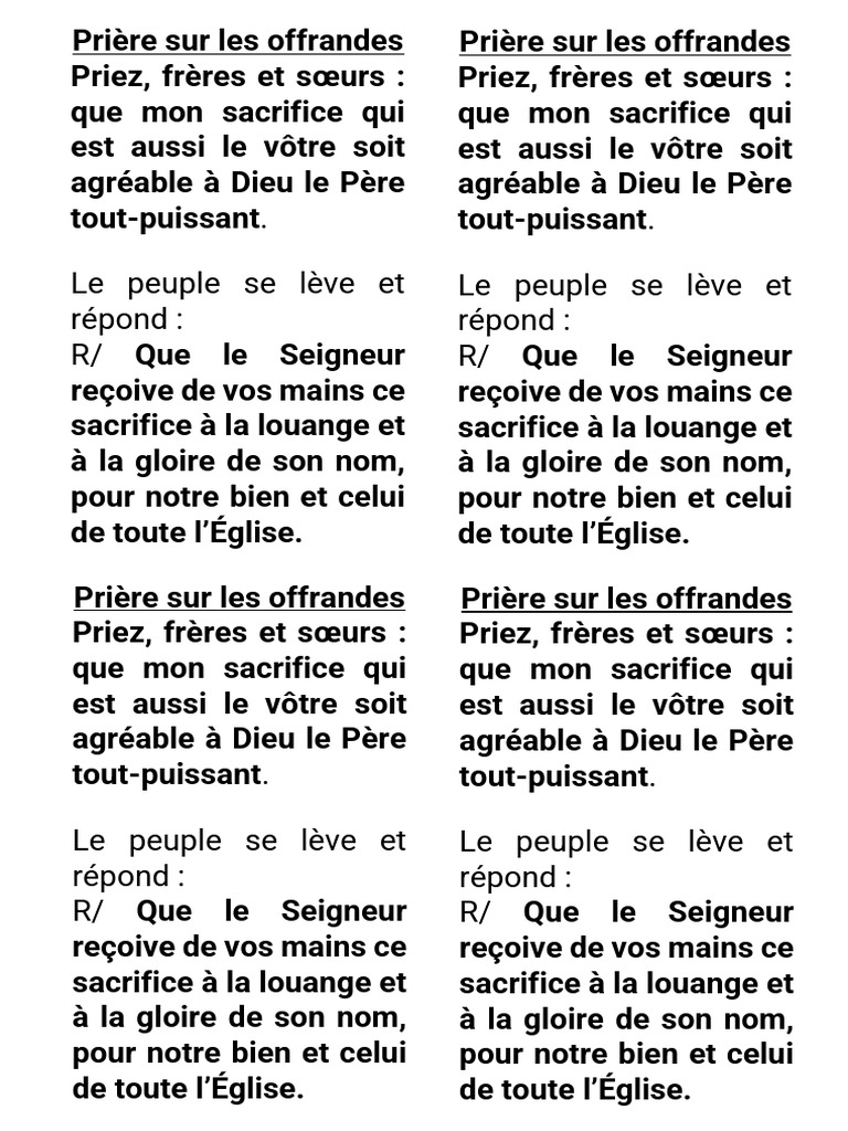 Prière Sur Les Offrandes | PDF