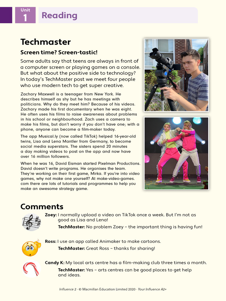 L2 A2PLUS Accessible Reading Worksheets U1 | PDF