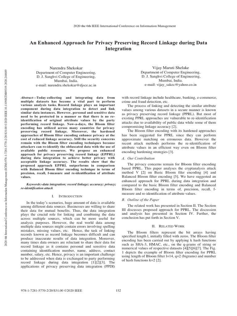 2020-An Enhanced Approach For Privacy Preserving Record Linkage During Data Integration | PDF