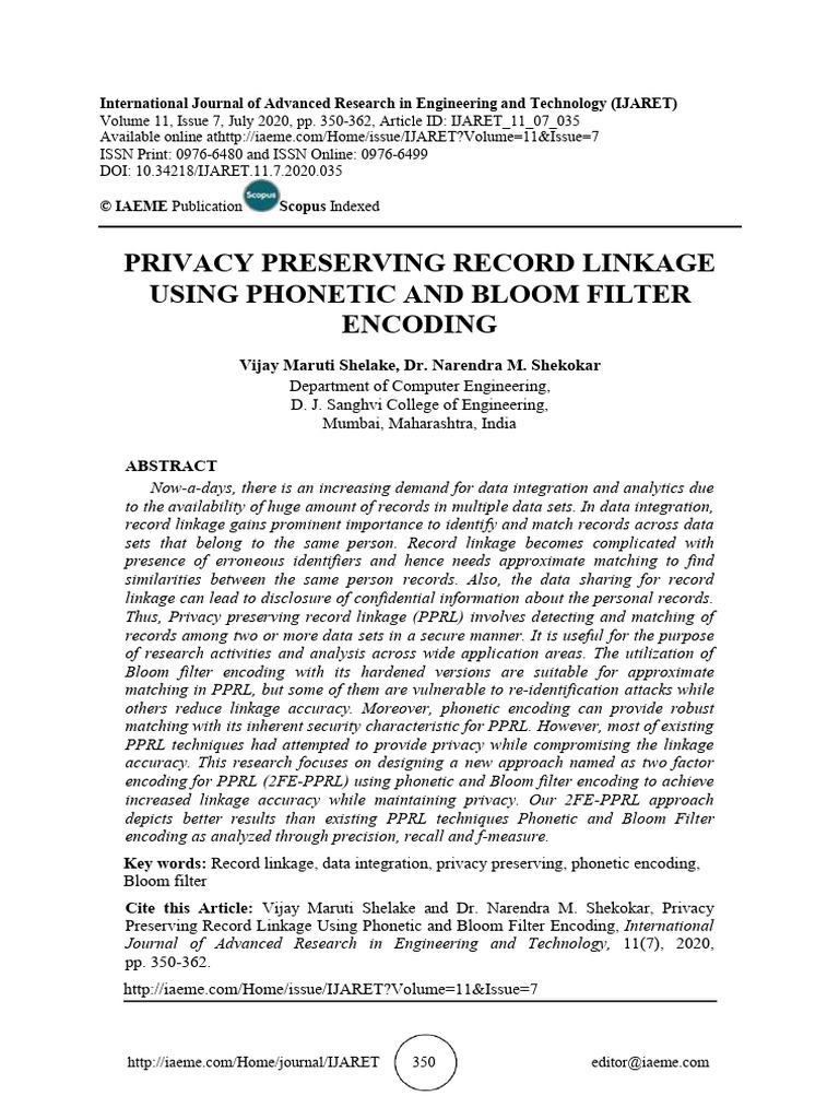 2020-Privacy Preserving Record Linkage Using Phonetic and Bloom Filter ...