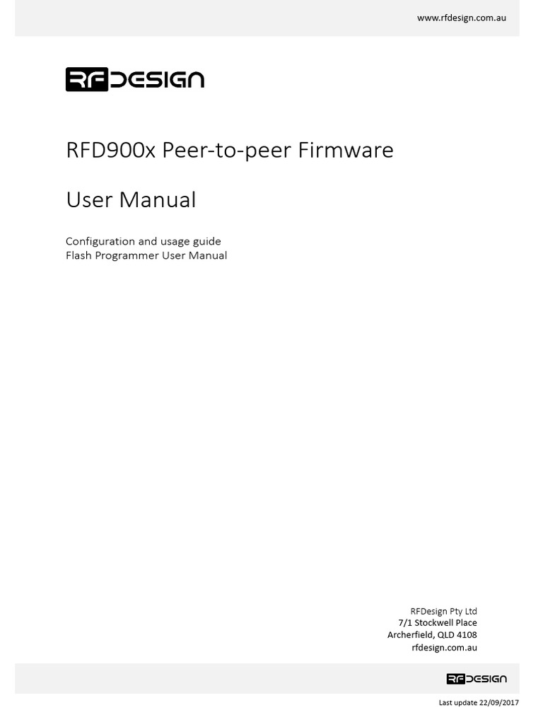 RFD900x Peer-To-peer User Manual V1.1 | PDF