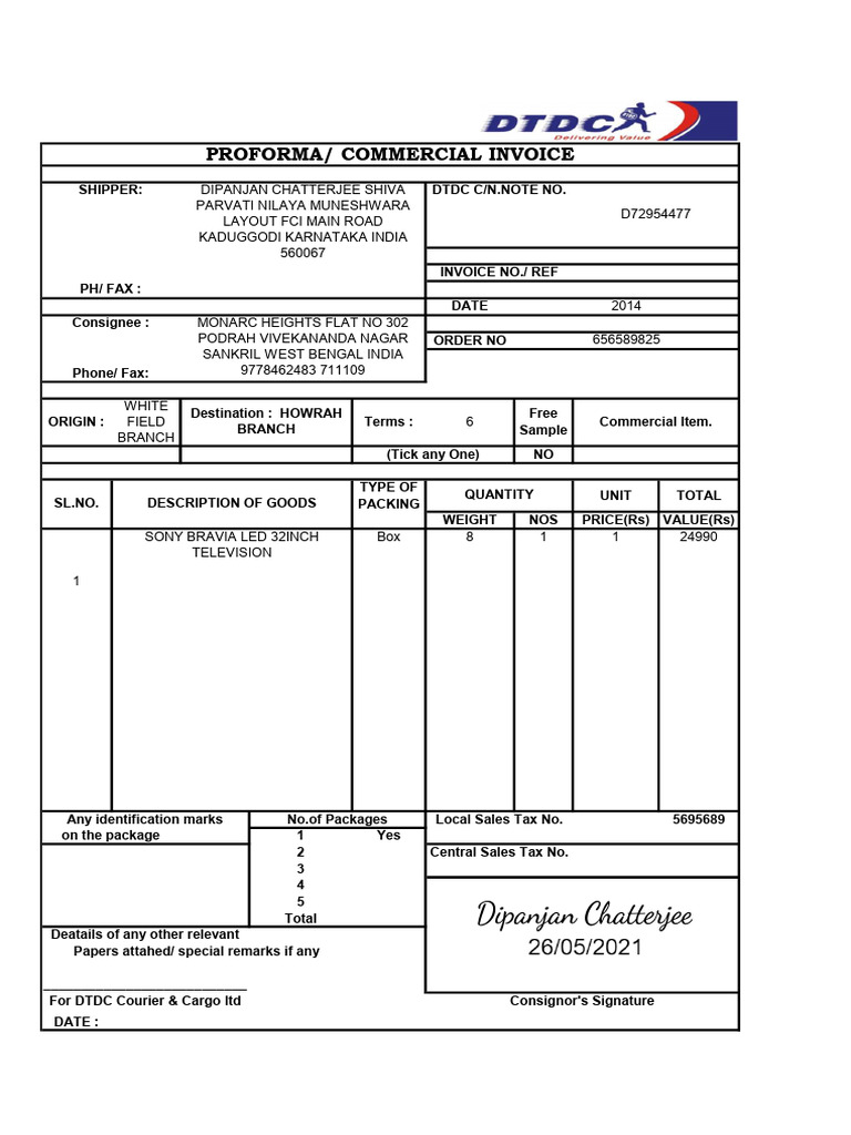 PI DTDC Signed | PDF