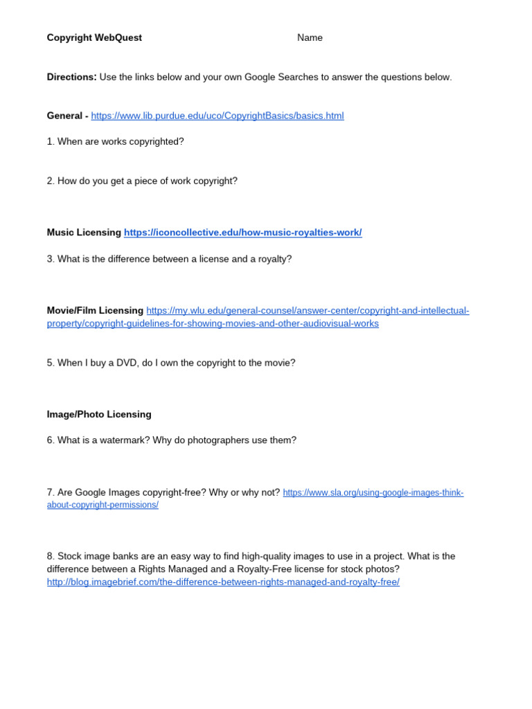 Copyright WebQuest | PDF