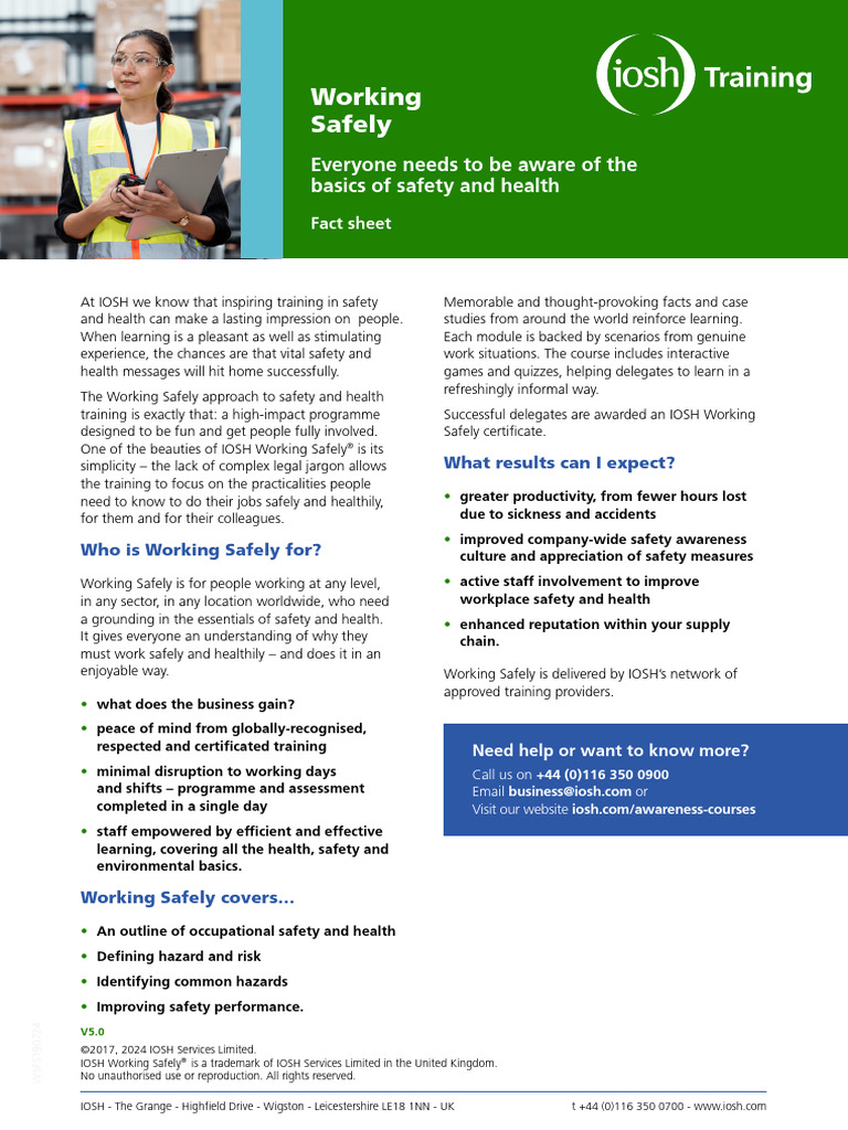 Working Safely Fact Sheet | PDF