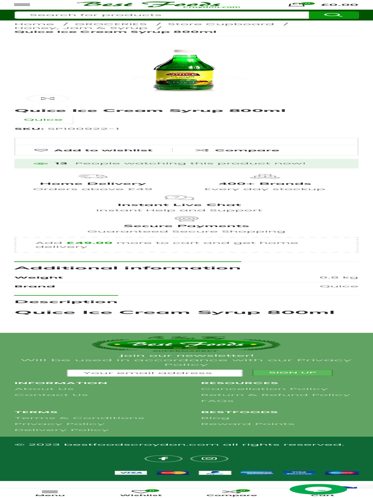 Quice Ice Cream Syrup 800ml | PDF