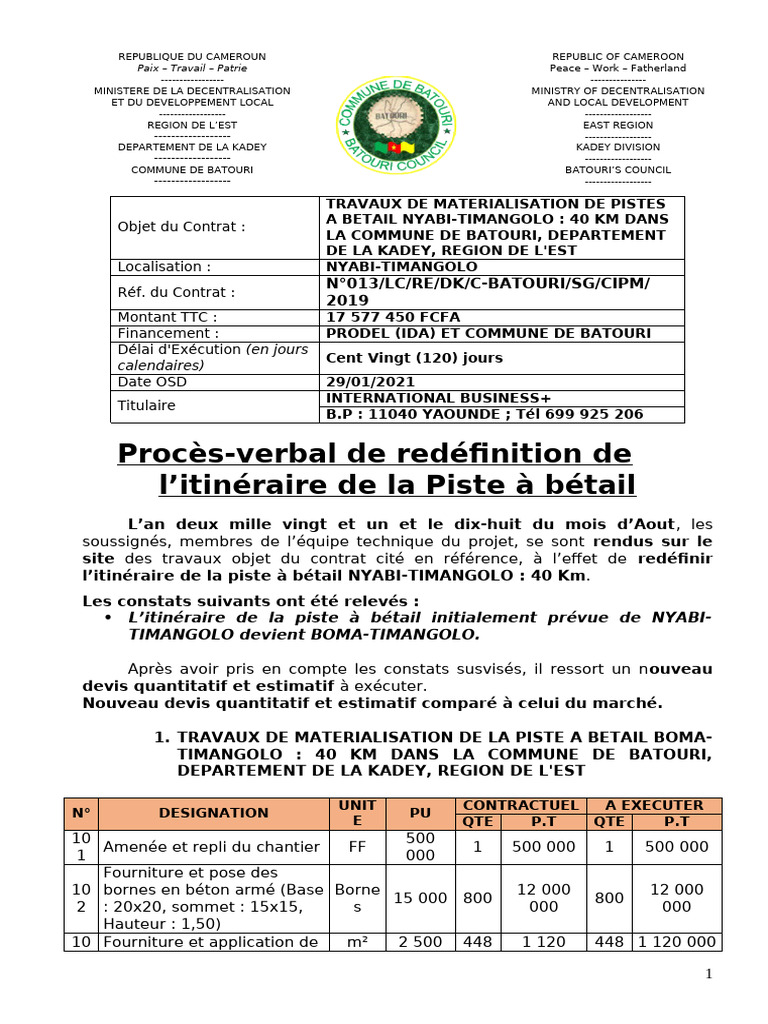 PV de Definition Des Quantités BOMA TIMANGOLO | PDF