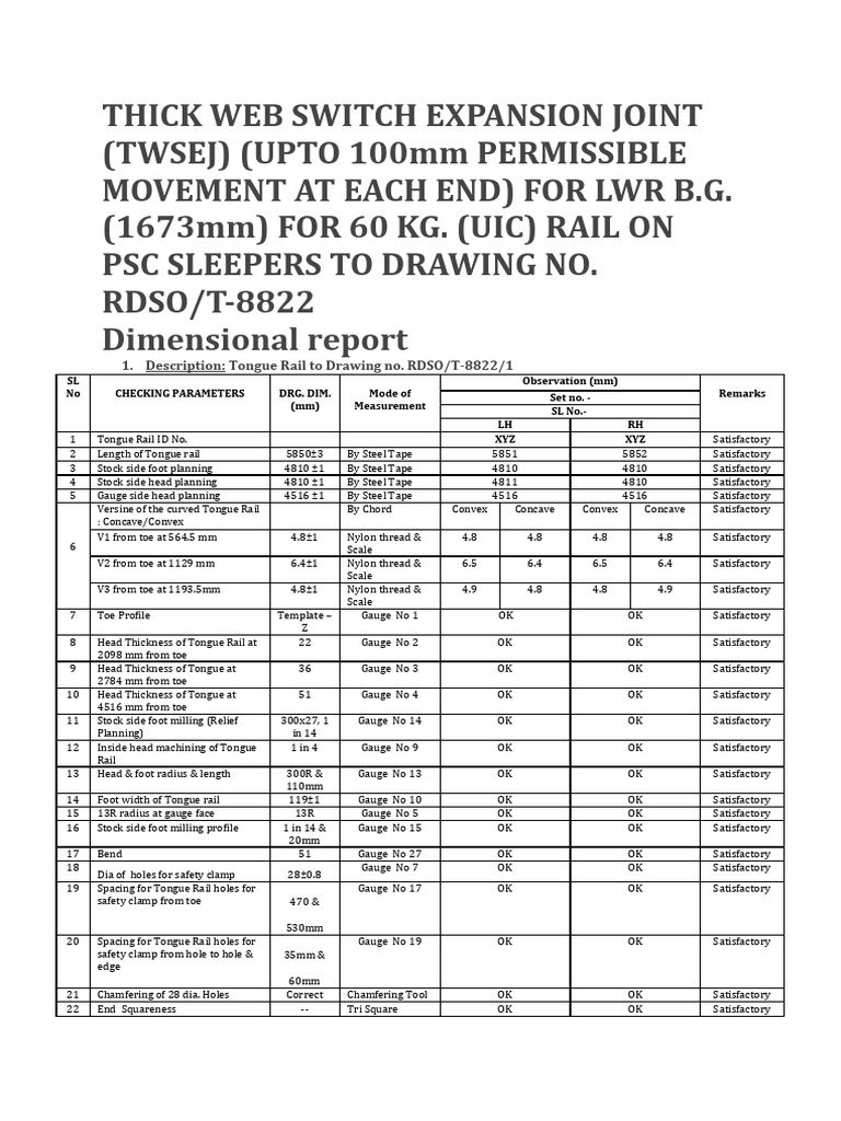 Thick Web Switch Expansion Joint | PDF