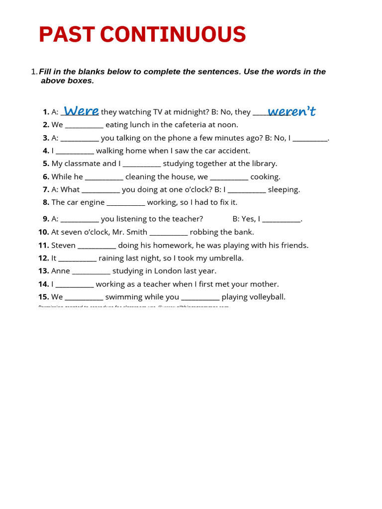 Past Continuous | PDF | Foreign Language Studies