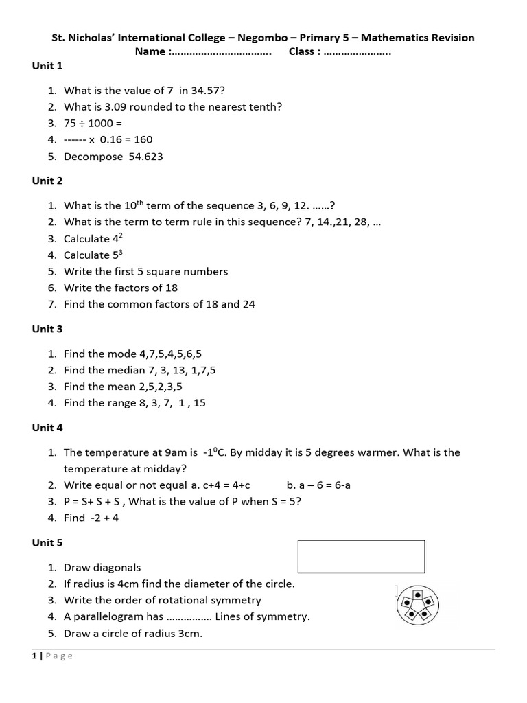 P5 Revision 3rd Term | PDF