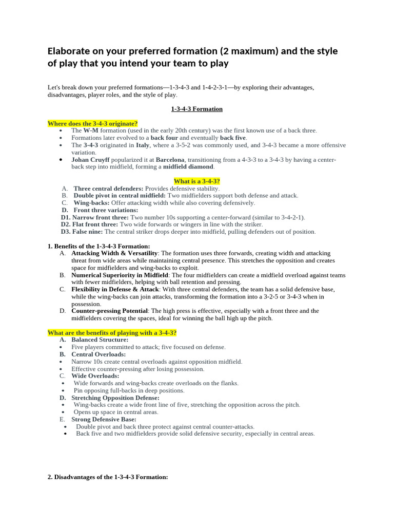playing formation | PDF