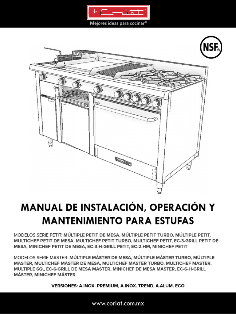 Manual de Instalación, Operación Y Mantenimiento para Estufas | PDF