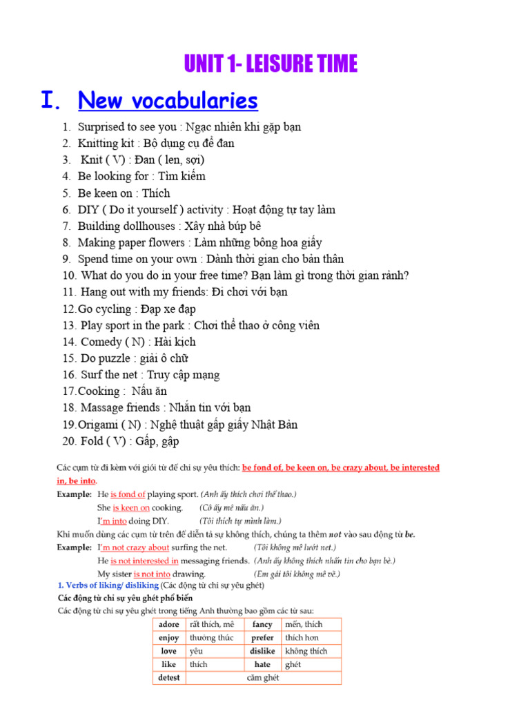 Uni 1 - Leisure Time | PDF