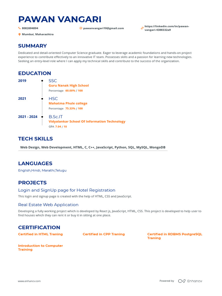 Pawan Vangari Resume | PDF