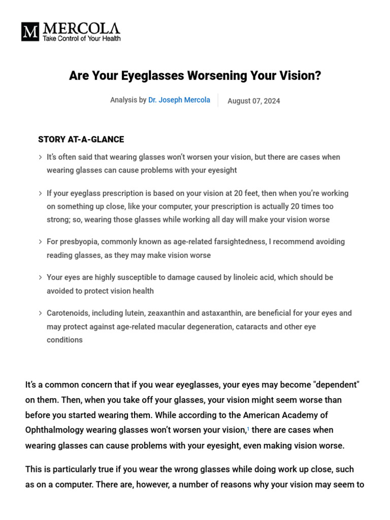 Are Your Eyeglasses Worsening Your Vision PDF | PDF